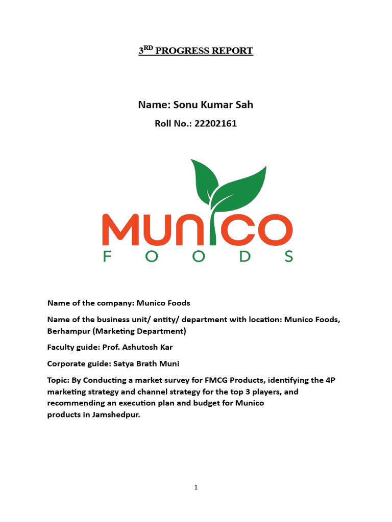 22202161-Sonu Kumar Sah-3rd - Progress - Report | PDF | Retail | Brand