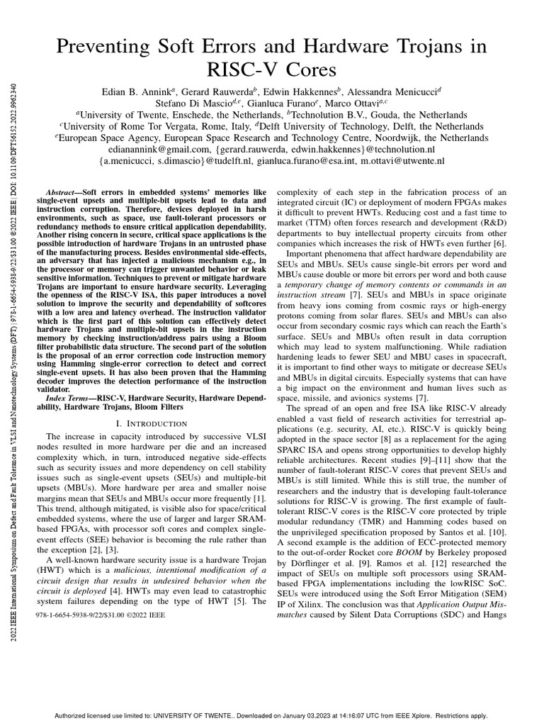Preventing_Soft_Errors_and_Hardware_Trojans_in_RISC_V_Cores | PDF | Central Processing Unit ...