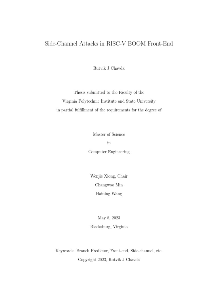 Side-Channel Attacks in RISC-V BOOM Front-End | Download Free PDF | Computer Architecture ...