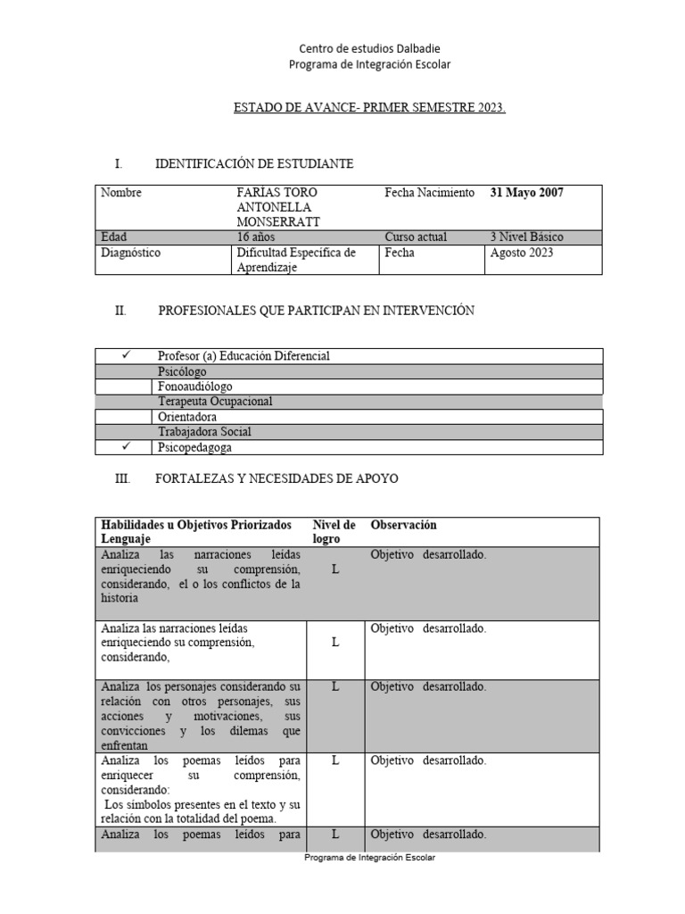 Estado de Avance Septimo Básico | PDF | Números | Cognición