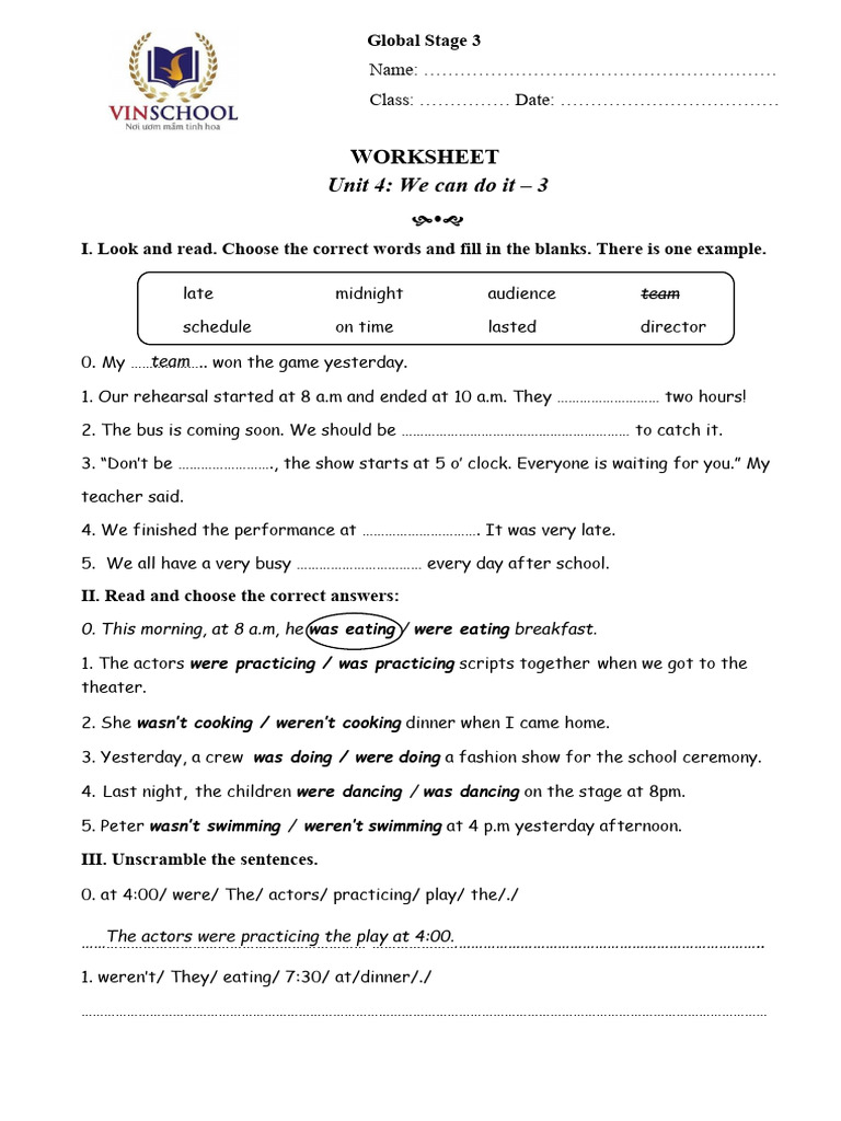 Unit 4: We Can Do It - 3: Worksheet | PDF