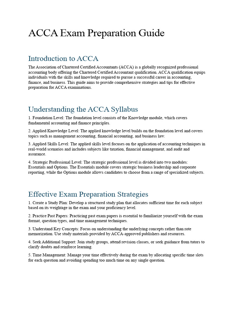 ACCA Exam Prep Guide | Download Free PDF | Accounting | Learning