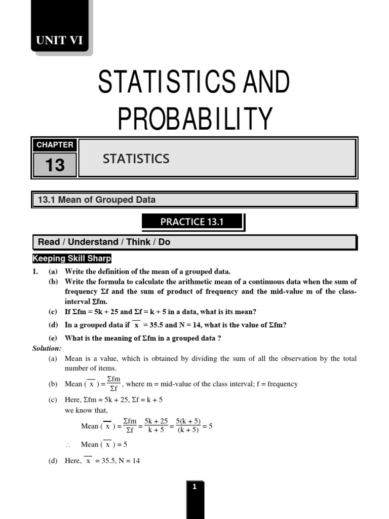 Chapter 13, Statistics | Download Free PDF | Arithmetic Mean | Median Chapter 13, Statistics | Download Free PDF | Arithmetic Mean | Median
