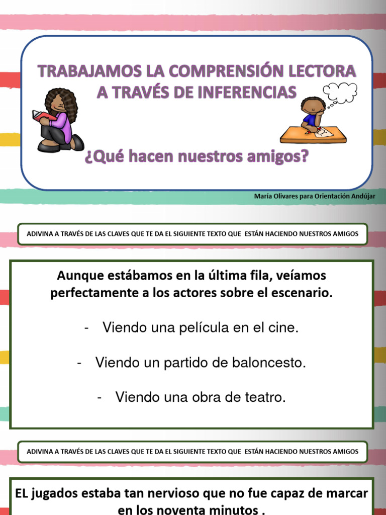 TRABAJAMOS LA COMPRENSIÓN LECTORA A TRAVÉS DE INFERENCIAS Que Estamos ...