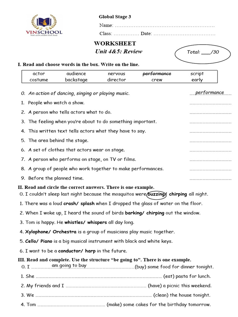 GS3 W25 WS Review-Unit4,5 | PDF | Performing Arts