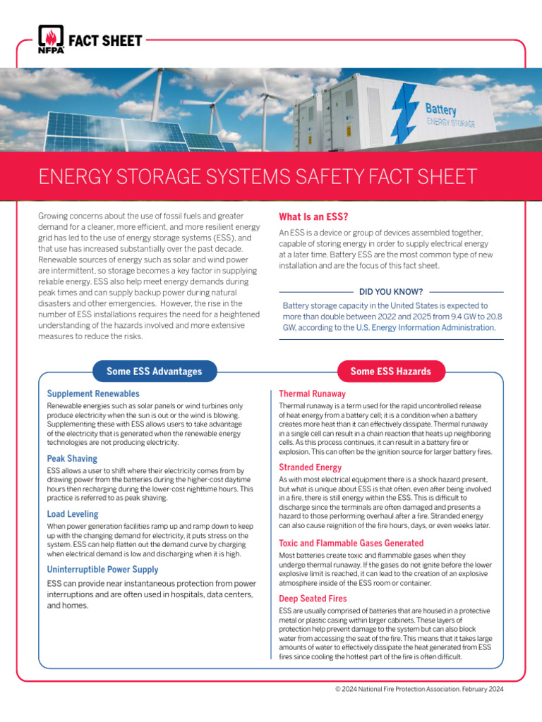 Ess Fact Sheet | PDF | Renewable Energy | Wind Power