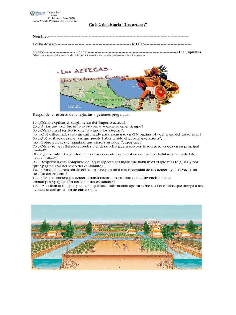 Guía 2 de Historia Los Aztecas | PDF