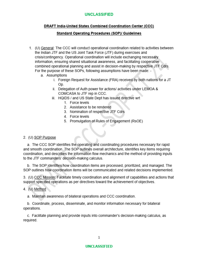 CCC - SOP Draft - 291030 | PDF | Logistics | Information