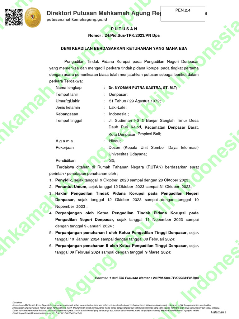 Putusan 24 Pid - Sus-Tpk 2023 PN Dps 20240502101137 | PDF