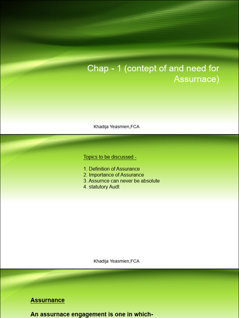concept and need of Assurance | PDF | Audit | International Financial ...
