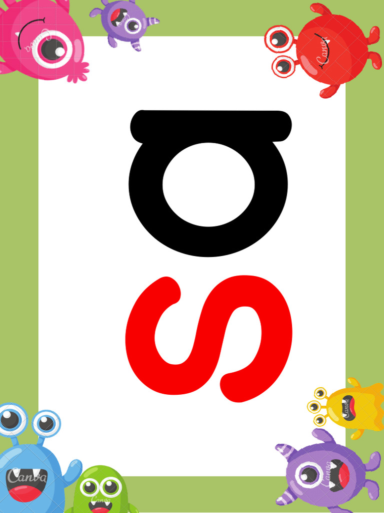 Green Colorful Cute Monster Page Border | PDF