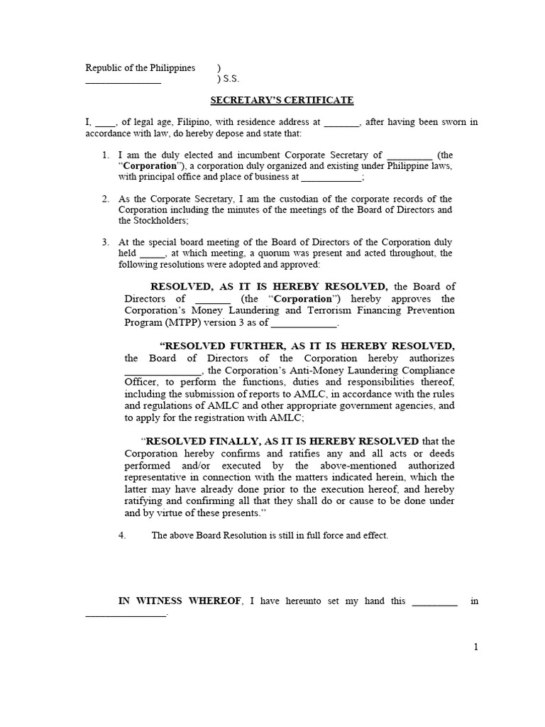 Sec Cert (MTPP) | Download Free PDF | Board Of Directors | Justice