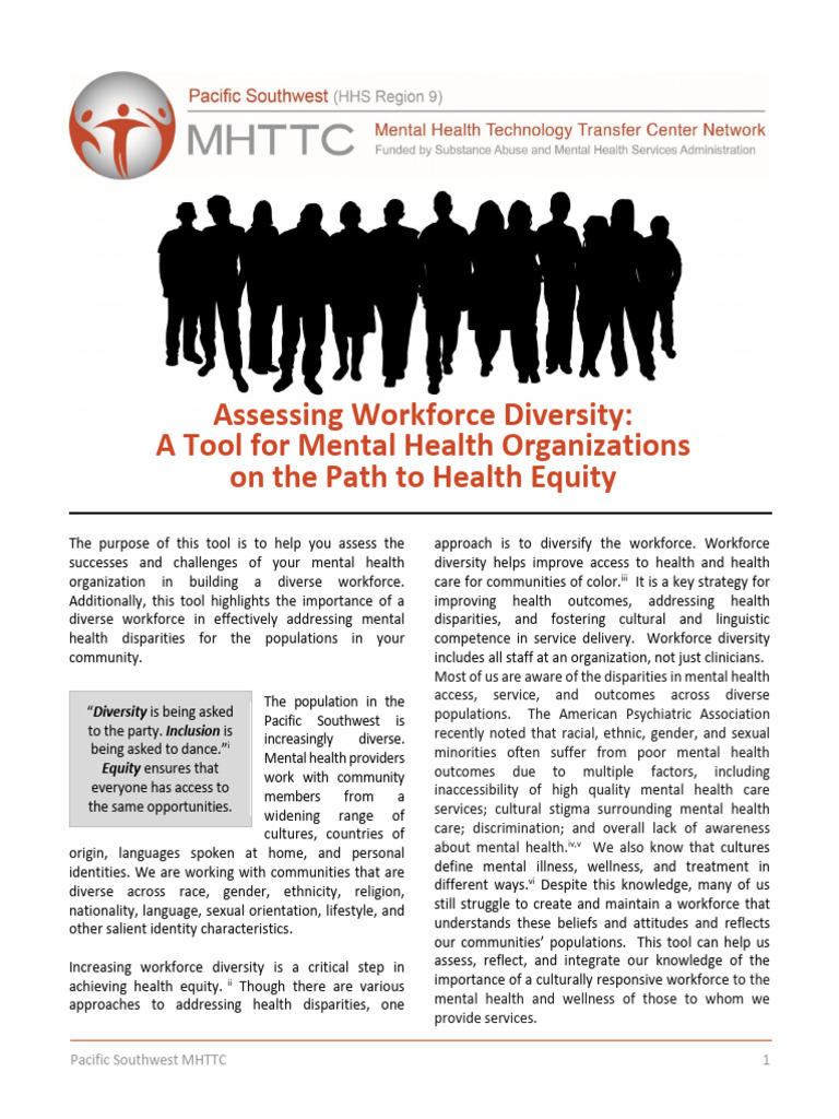 Assessing Workforce Diversity in Mental Health | PDF | Health Equity ...