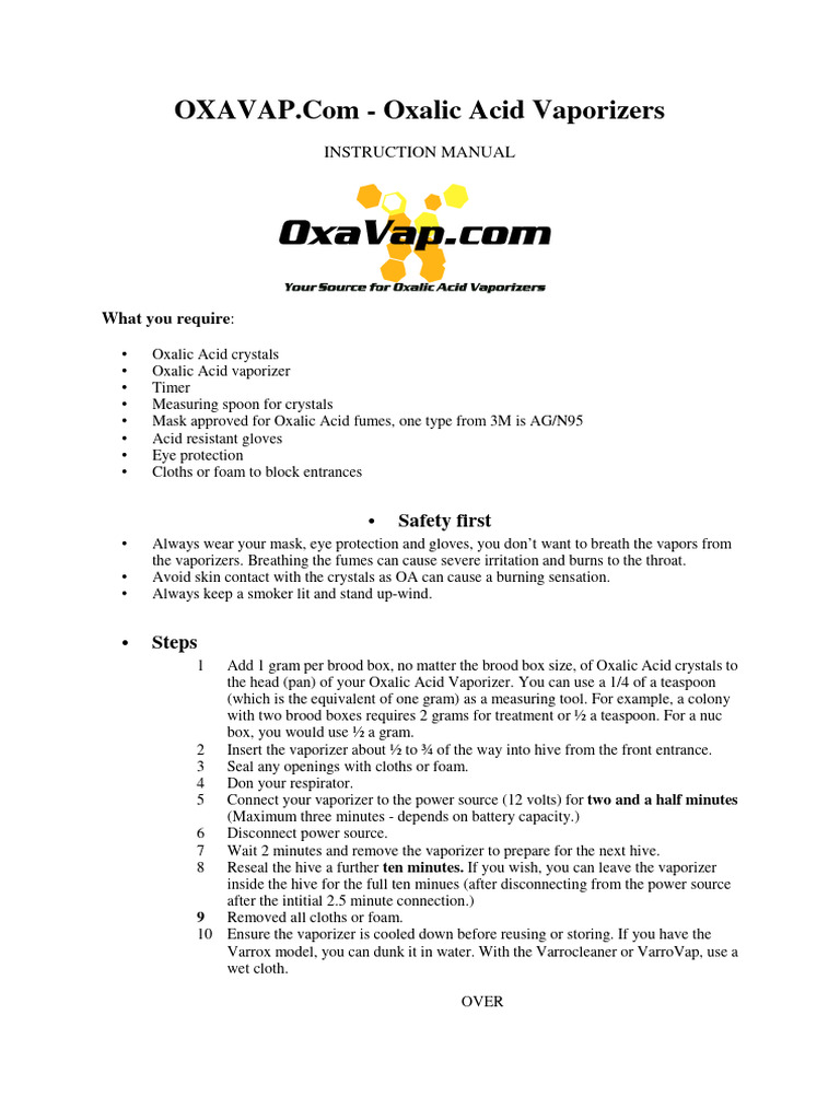 Varrox Oxalic Acid Vaporizer | PDF | Home & Garden | Science & Mathematics