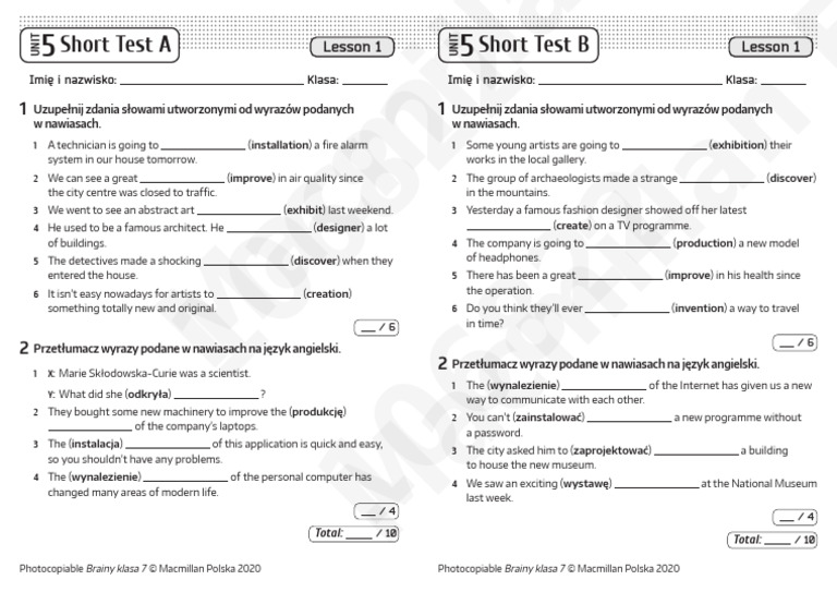 Brainy Kl7 Short Tests Unit 5 Lesson 1 | PDF | Computer Science | Computing
