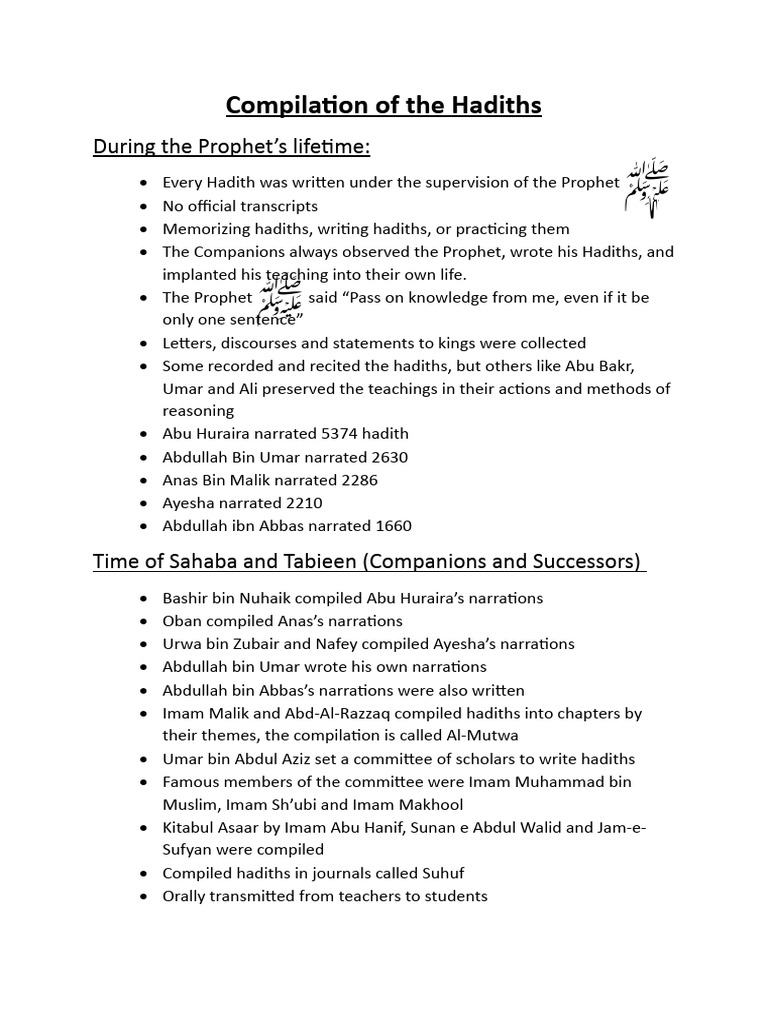 Compilation of Hadiths | PDF | Hadith | Muhammad