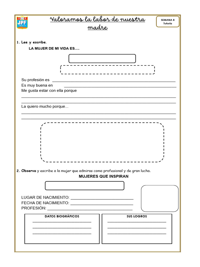 Ficha Tut. Valoramos A Mamá | PDF
