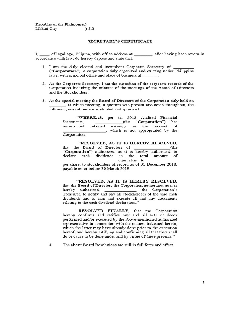 Board Resolution for Cash Dividends | PDF | Board Of Directors | Dividend