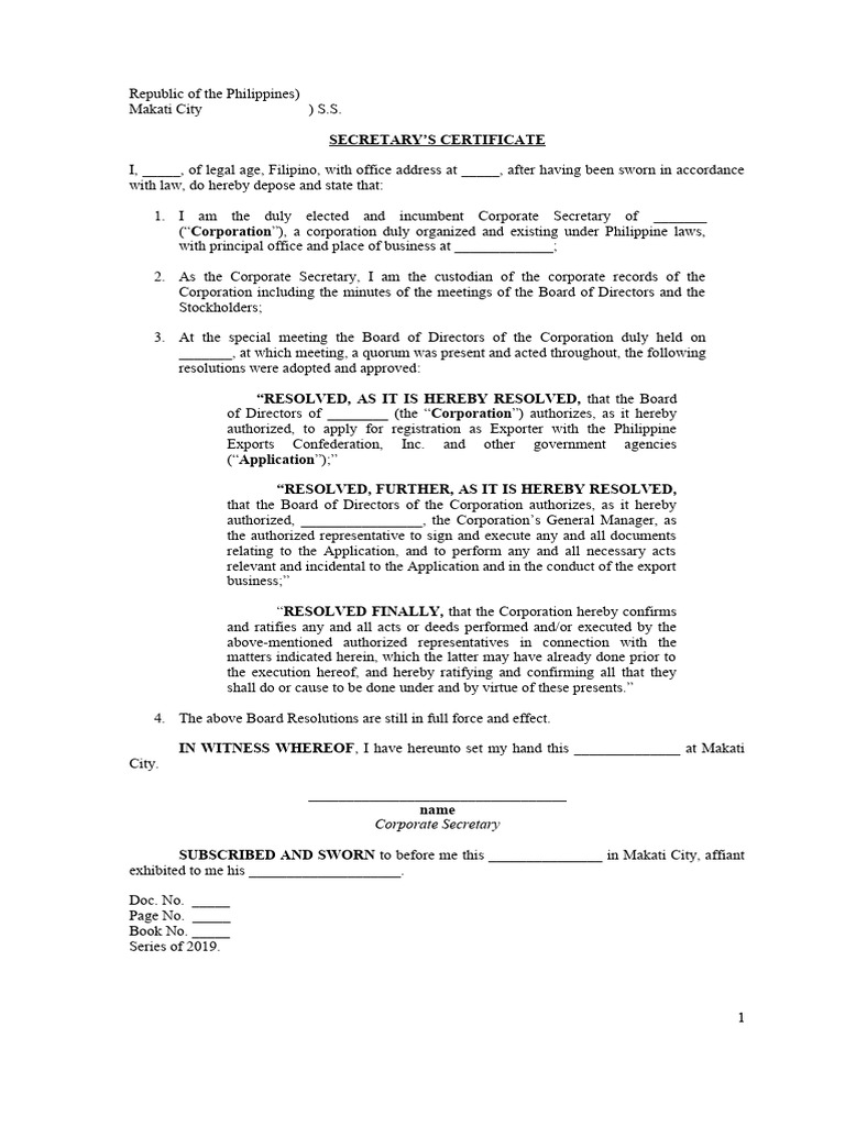 Sec Cert Export Registration | PDF | Government | Justice