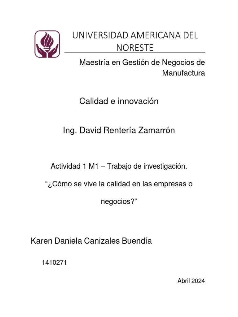 Actividad 1 M1 | PDF | Calidad (comercial) | Laboratorios