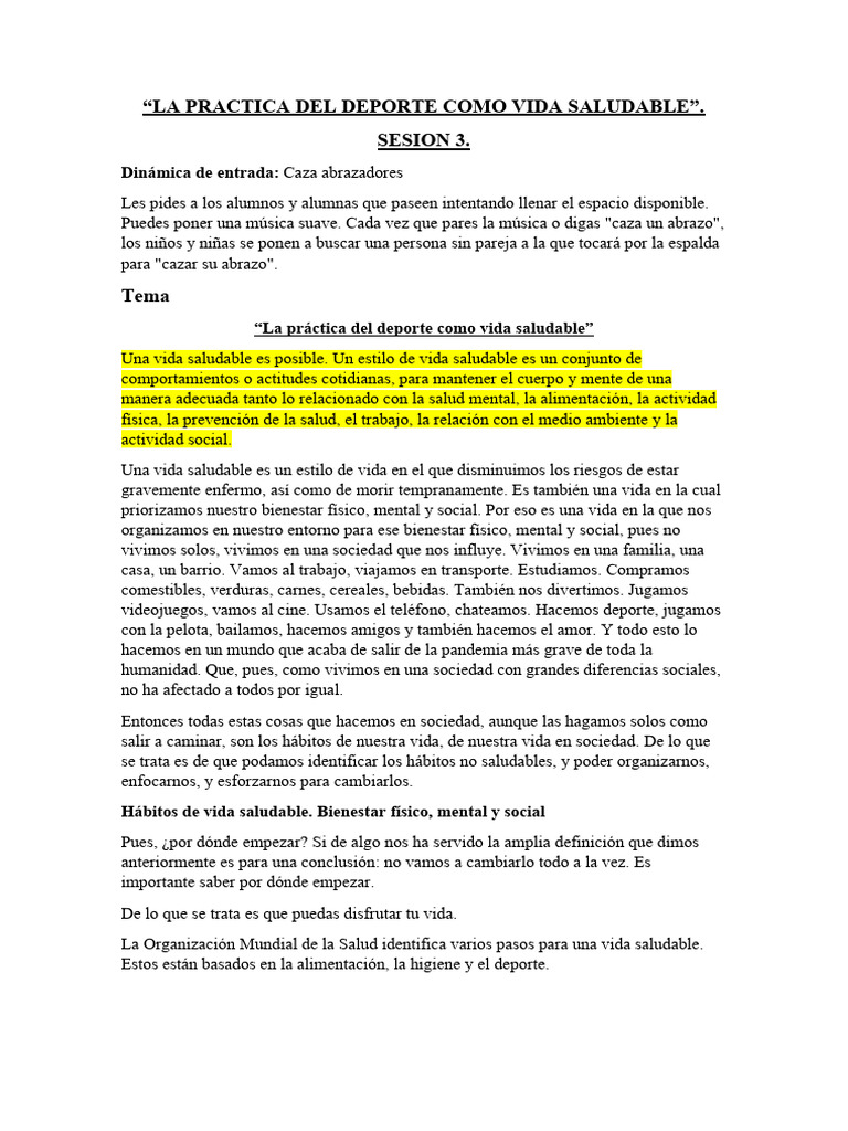 La Practica Del Deporte Como Vida Saludable | PDF | Deportes | Alimentos