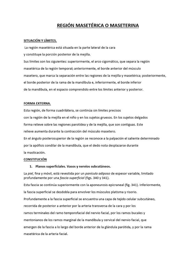 Region Maseterina Rouviere | PDF | Tejido suave | Sistema ...