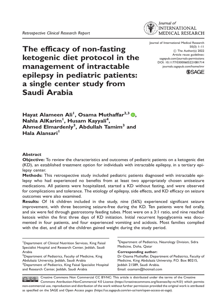 The Efficacy of Non-fasting Ketogenic Diet Protocol in the Management ...