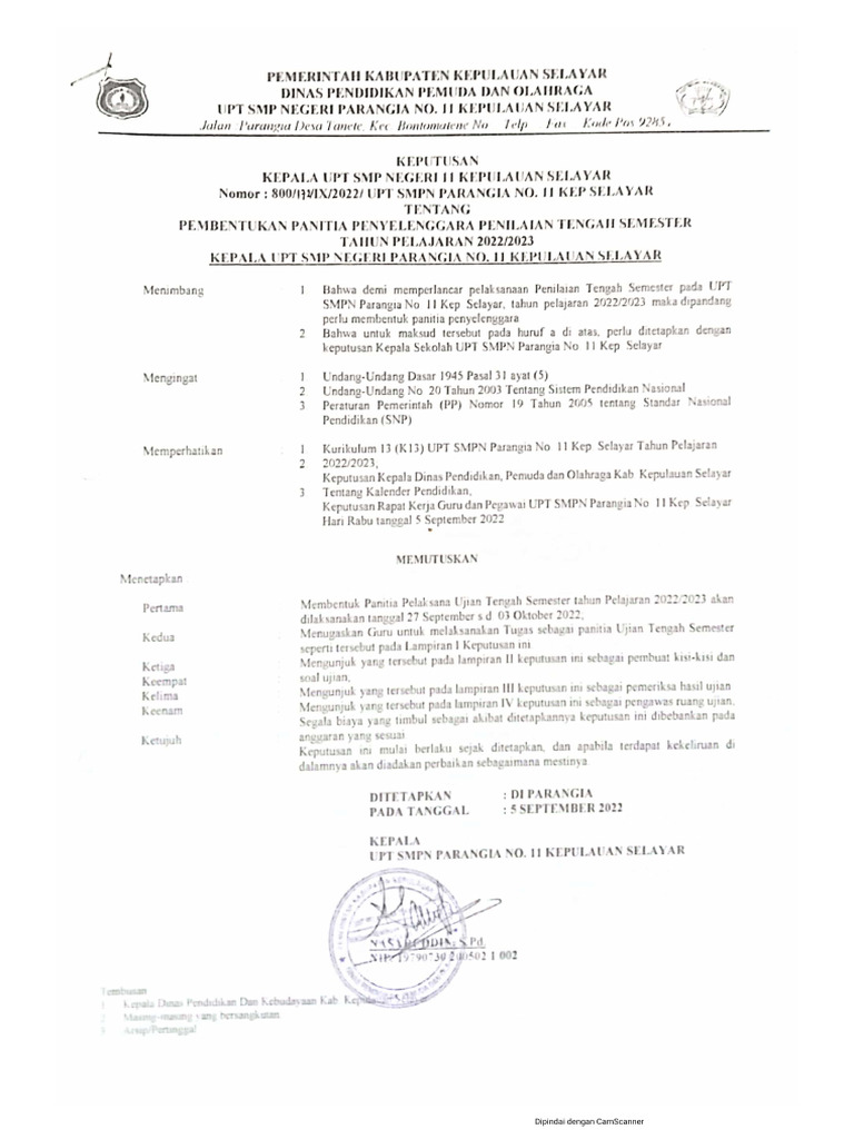 SK Mid Semester Ganjil TP 2223 | PDF