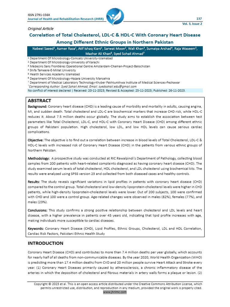 21 JHRR 3-2 117 Correlation of Total Cholesterol, LDL | PDF | High ...
