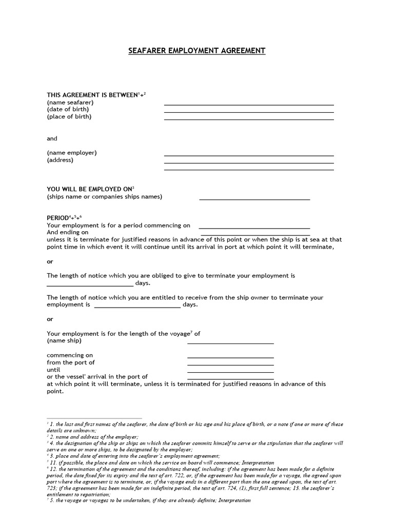 Seafarers Employment Agreement Concept | PDF | Overtime | Wage