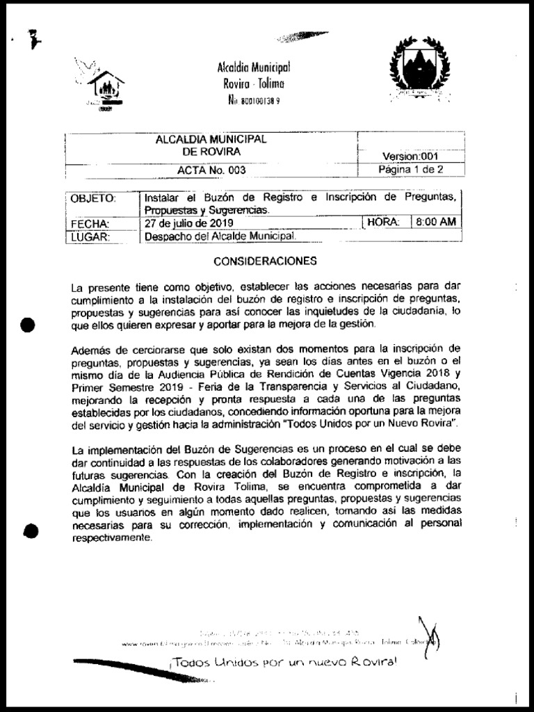 Acta N 3 Instalacion Del Buzon | PDF