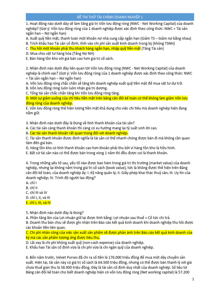 Đề Thi Thử Trắc Nghiệm TCDN1 | PDF