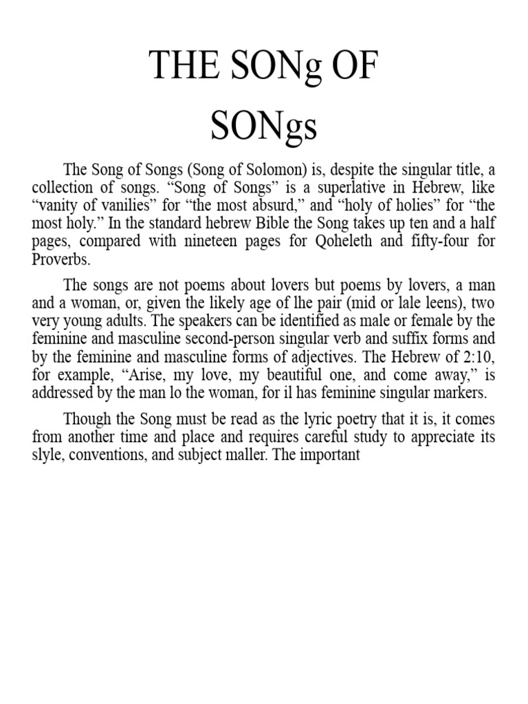 Word Song | PDF | Song Of Songs | Grammatical Gender
