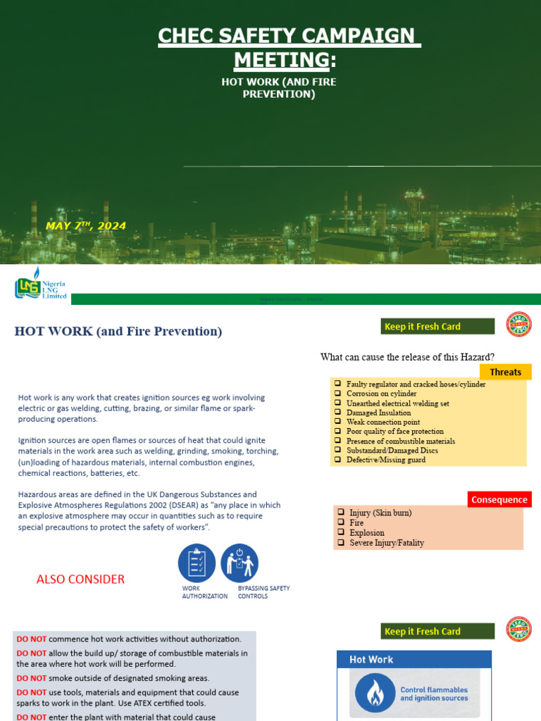 Hot Work Safety Meeting - May 2024 | PDF | Fires | Explosion