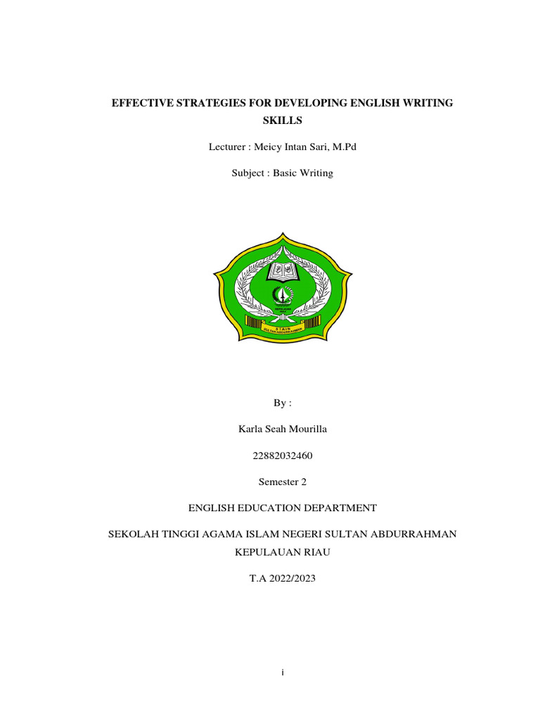 Cover EFFECTIVE STRATEGIES FOR DEVELOPING ENGLISH WRITING SKILL | PDF