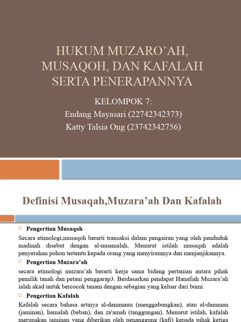 Hukum Musaqah dan Muzara’ah dalam Islam | PDF | Politik | Agama ...