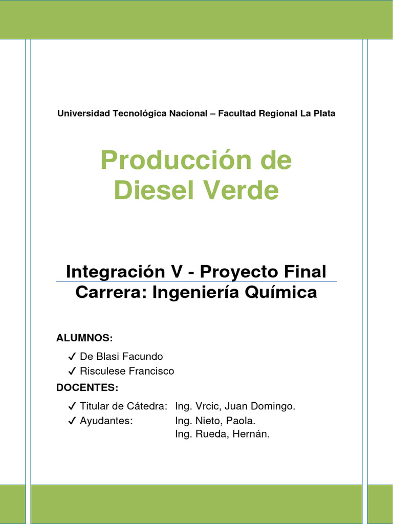 Producción de Diésel Verde | PDF | Inflación | Biodiésel