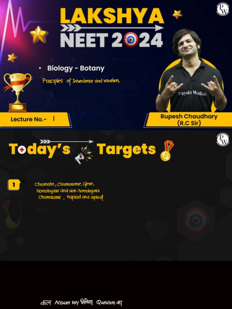 Principles of Inheritance and Variation 01 - Class Notes - Lakshya NEET ...