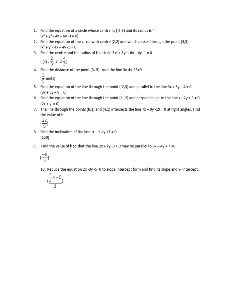 Class 11 - Coordinate Geometry | PDF