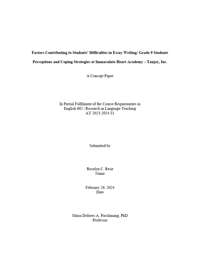 Sample Concept Paper | PDF | English As A Second Or Foreign Language ... Sample Concept Paper | PDF | English As A Second Or Foreign Language ...
