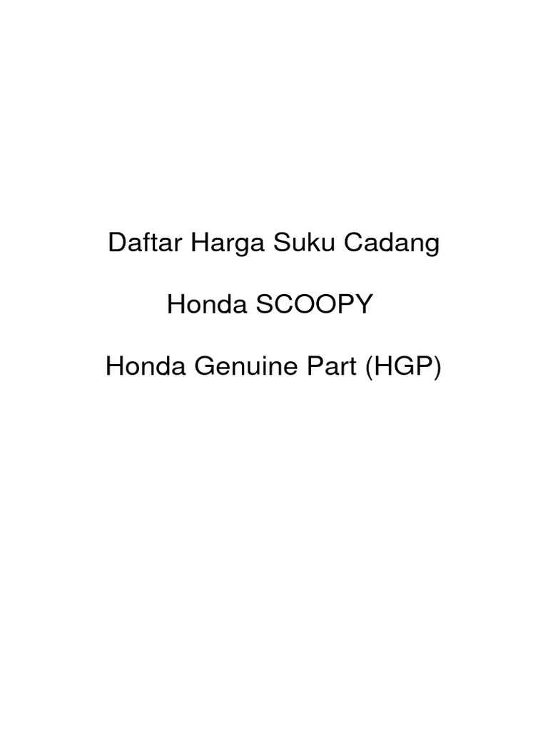 Harga Part Scoopy | PDF | Car | Automotive Industry