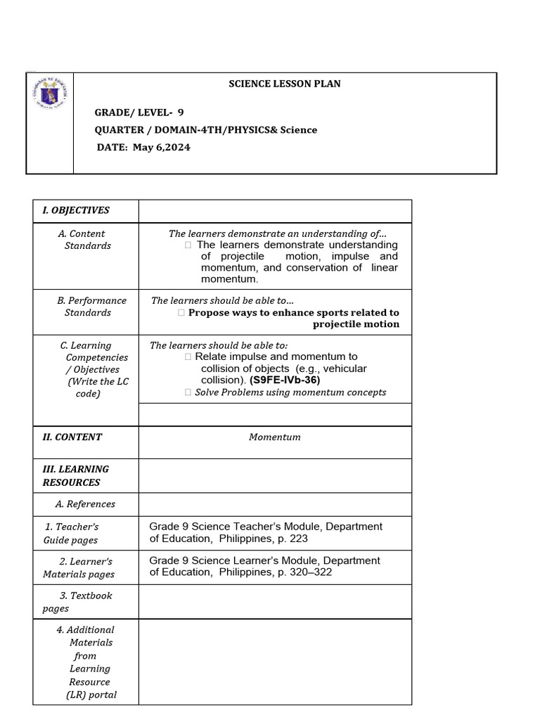 Cot 4th Quarter Momentum | Download Free PDF | Momentum | Learning
