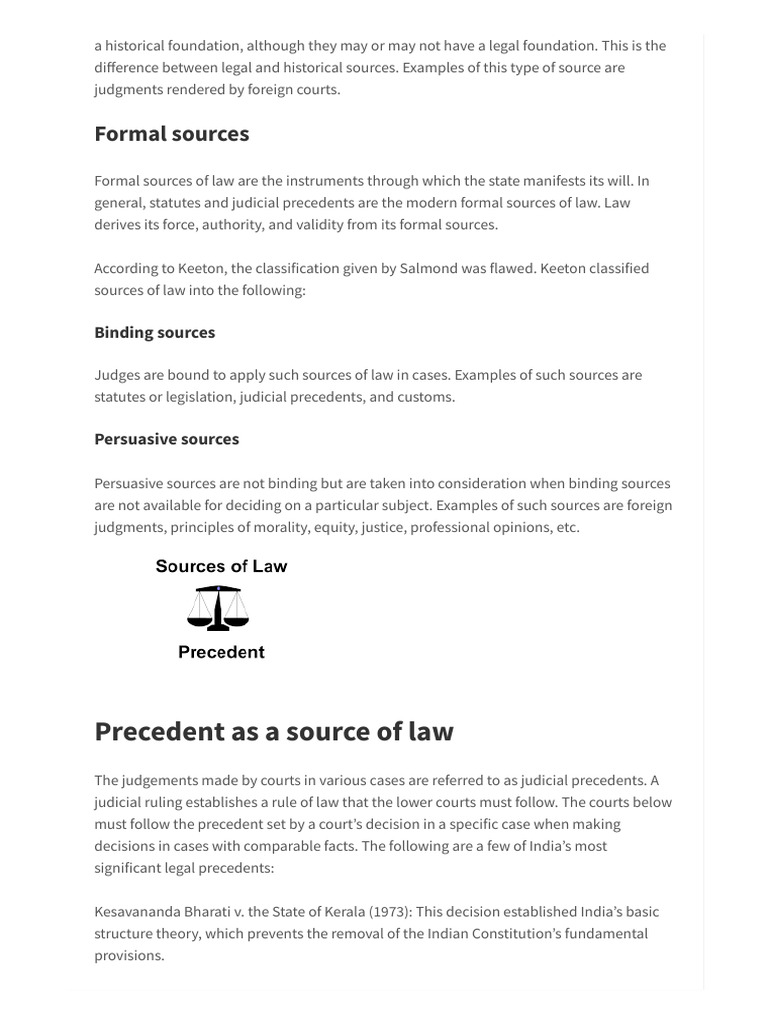 Sources of Law – LAW Notes | PDF | Precedent | Sources Of Law