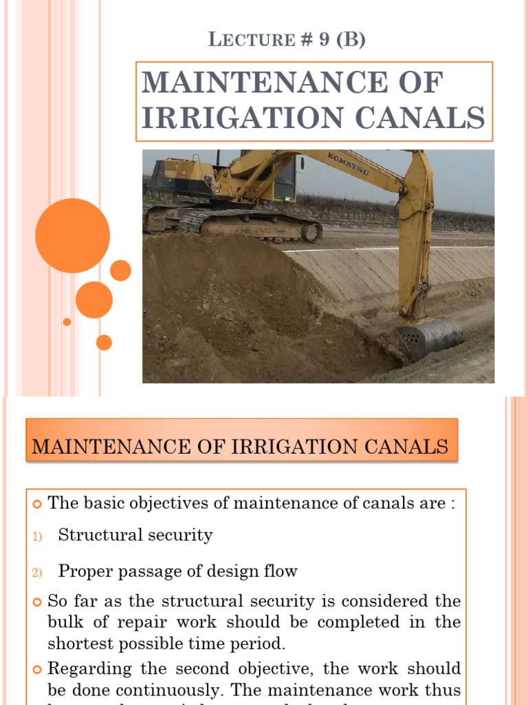 Lecture-9 (B) MAINTENANCE OF IRRIGATION CANALS | PDF | Canal | Earth ...