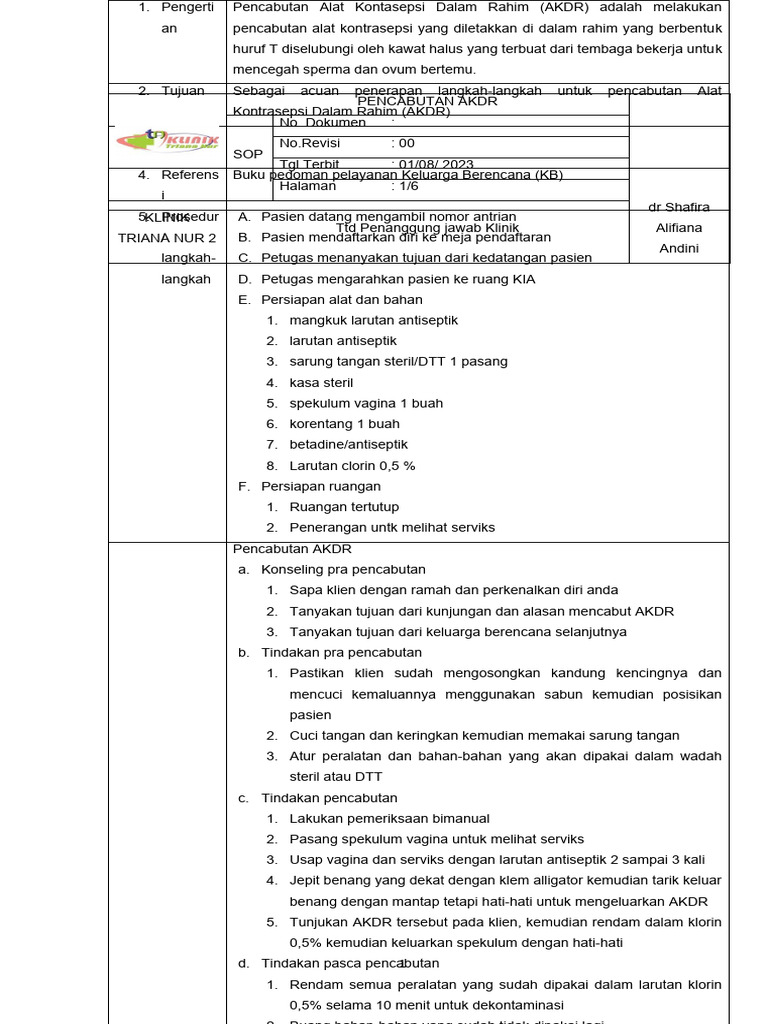 Sop Pencabutan Akdr | PDF