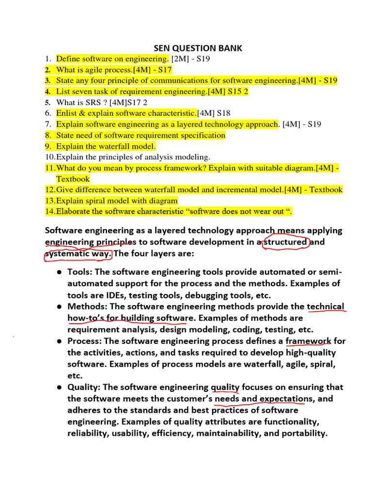 Sen Question Bank | Download Free PDF | Software Development Process | Systems Engineering