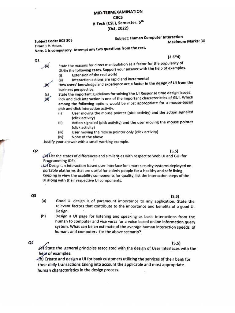 Hci Pyq | PDF | User Interface | Human–Computer Interaction