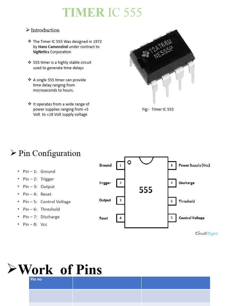 Timer IC 555 Overview & Pinout | PDF
