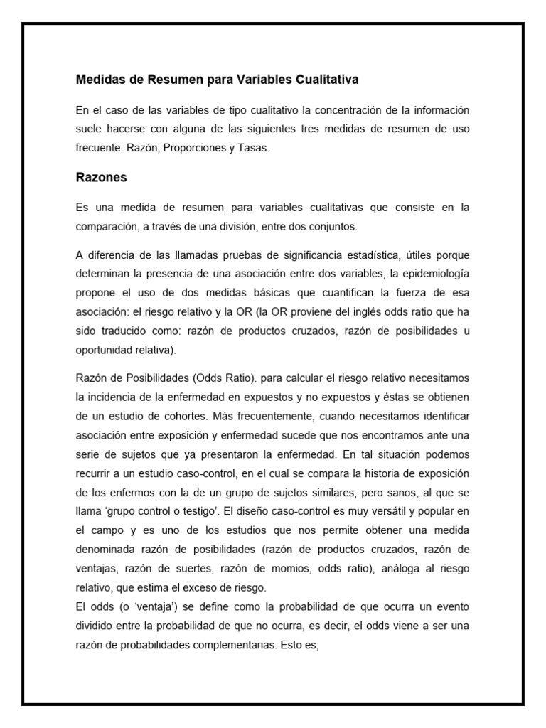 Estadística Descriptiva Univariada | PDF | Odds Ratio | Matemáticas Aplicadas