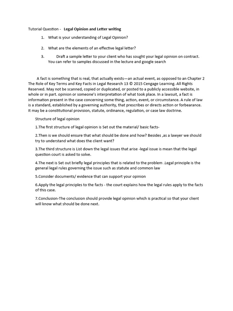 Legal Opinion and Letter Writing | PDF | Law